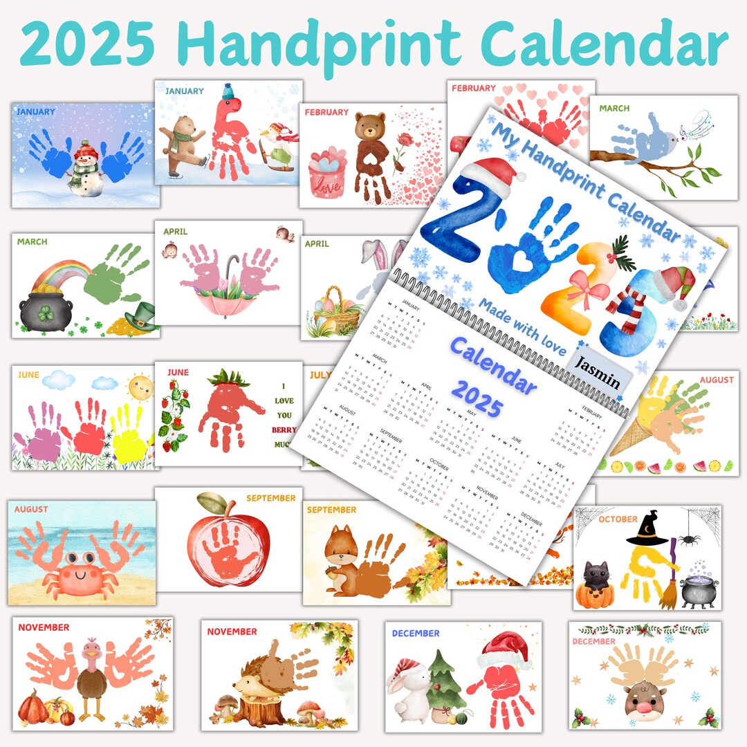 2025 Handprint Art Calendar for Kids | Unique Gift Idea | Printable ...