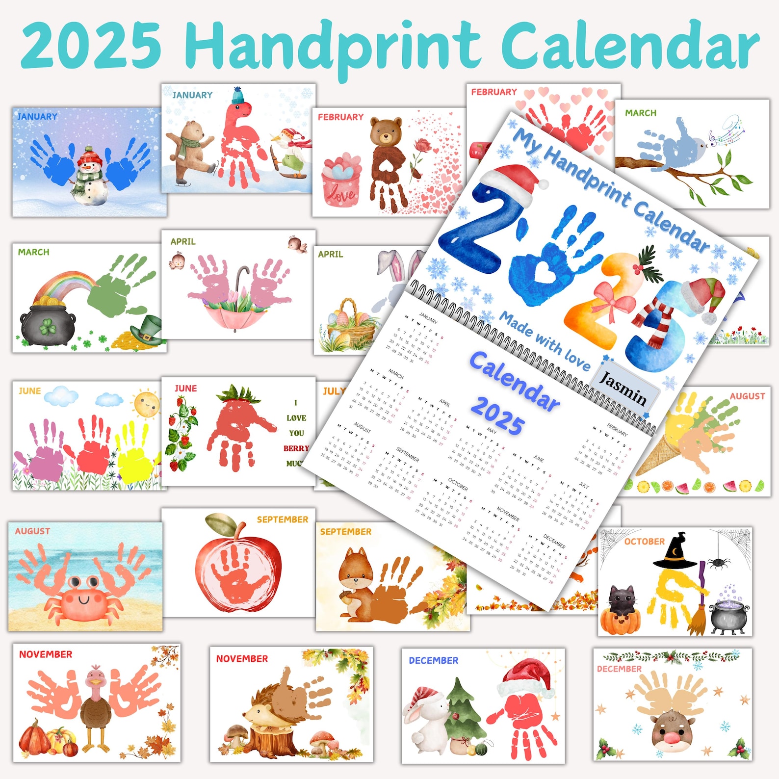 2025 Handprint Art Calendar for Kids: DIY Craft Bundle (printable) - Etsy