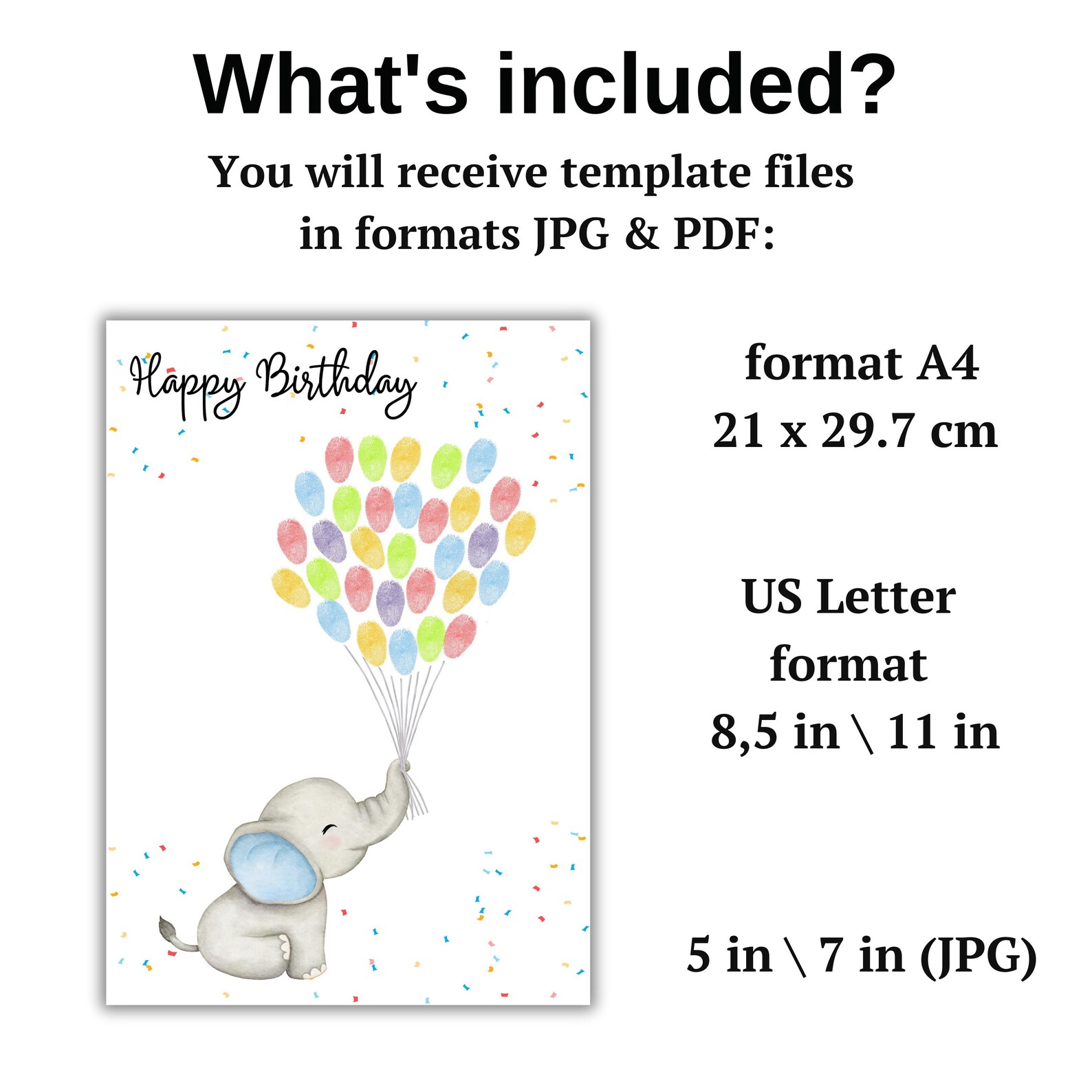 Fingerprint Birthday Card: DIY Balloon Keepsake (digital Download) - Etsy