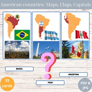 Countries of America Flashcards | Educational Materials With Maps ...