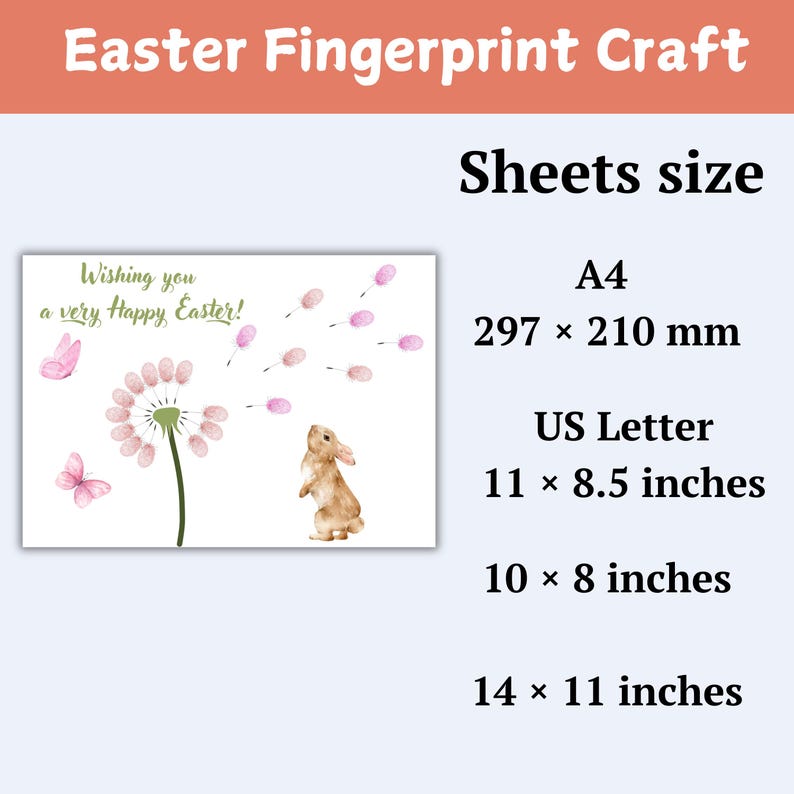 Happy Easter Fingerprint Craft: Kids Activity, Printable Template ...