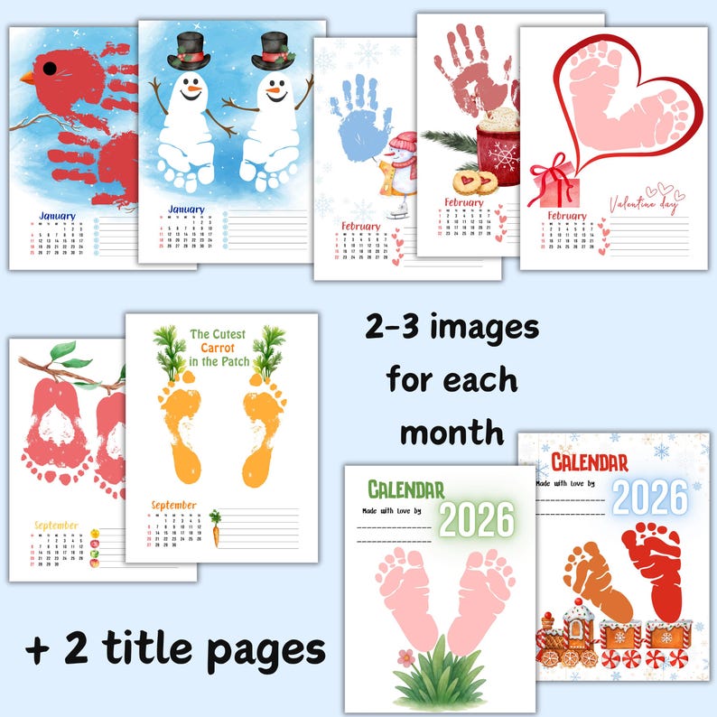 2026 Handprint Footprint Art Calendar: Kids DIY Craft (printable) - Etsy
