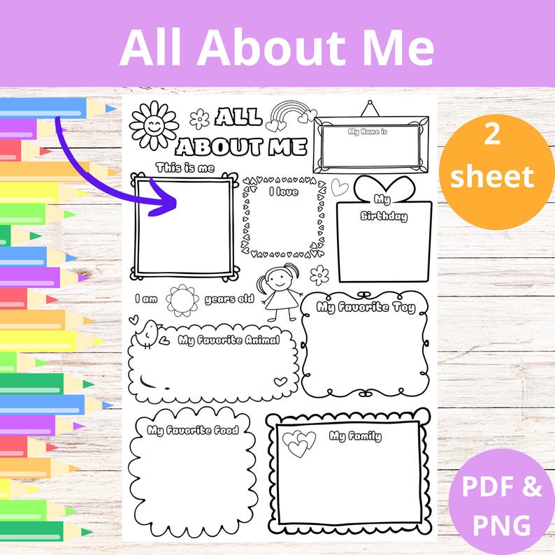All About Me Printable Coloring Page | Back to School | Get Kwon My ...