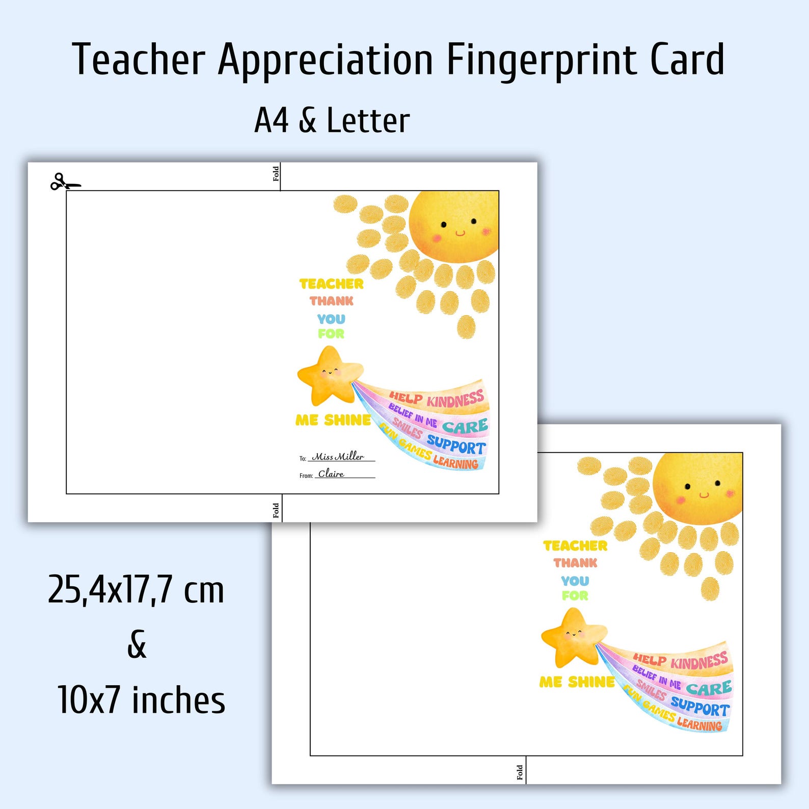 Fingerprint Teacher Appreciation Card: DIY Thank You Gift (digital ...