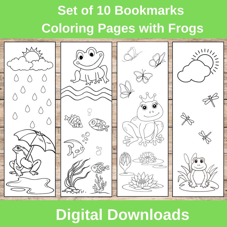 Frog Coloring Bookmarks: Kids' Craft Activity (digital Download) - Etsy