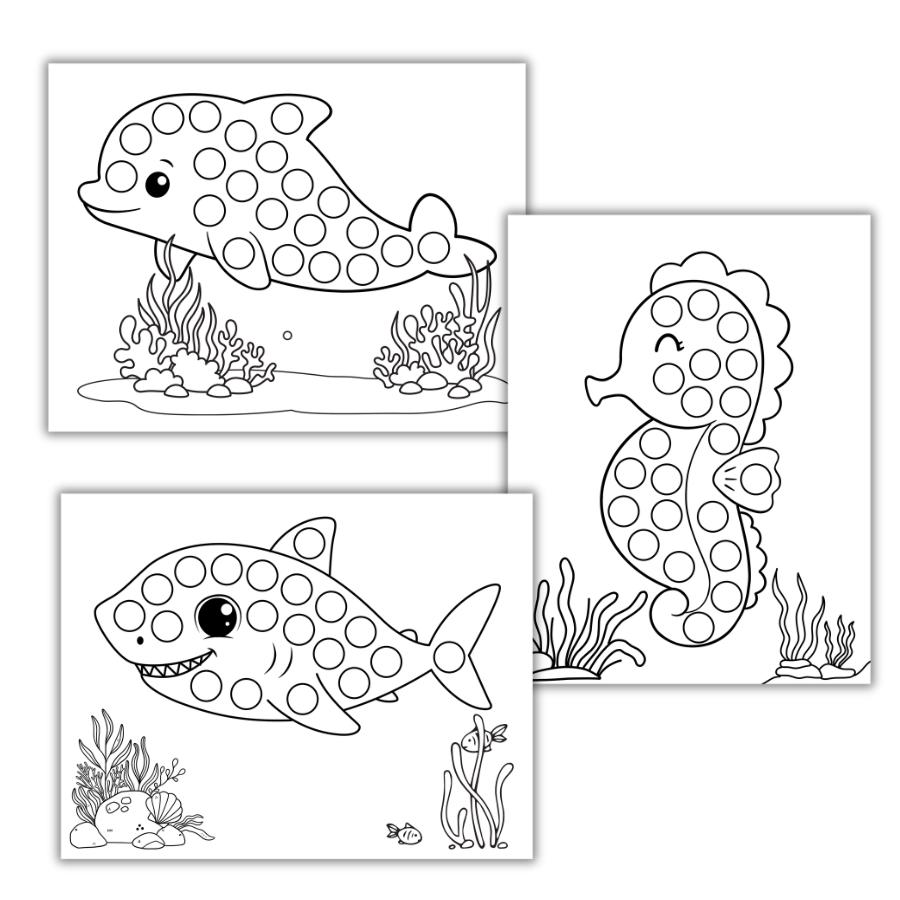 Ocean Animals Dot Marker Coloring Pages | Kids Printable Activity | PDF ...