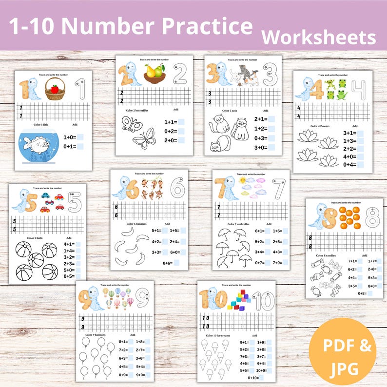 Worksheets Number Practice 1-10 | Counting, Writing | Kindergarten ...