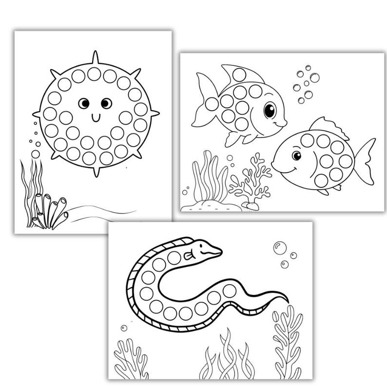 Ocean Animals Dot Marker Coloring Pages | Kids Printable Activity | PDF ...