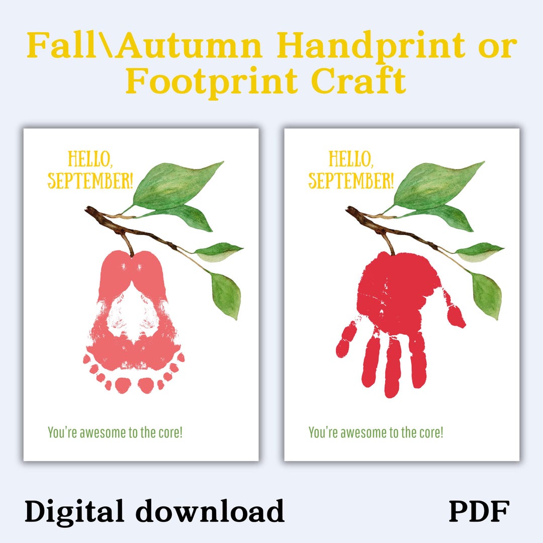 Apple Handprint Footprint Art: Fall Kids Craft (PDF Downloadable ...