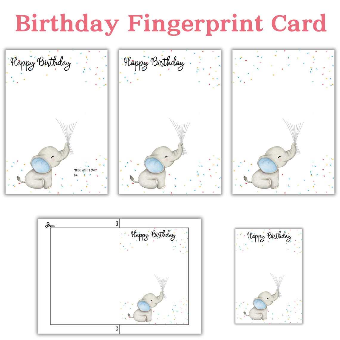 Fingerprint Birthday Card: DIY Balloon Keepsake (digital Download) - Etsy