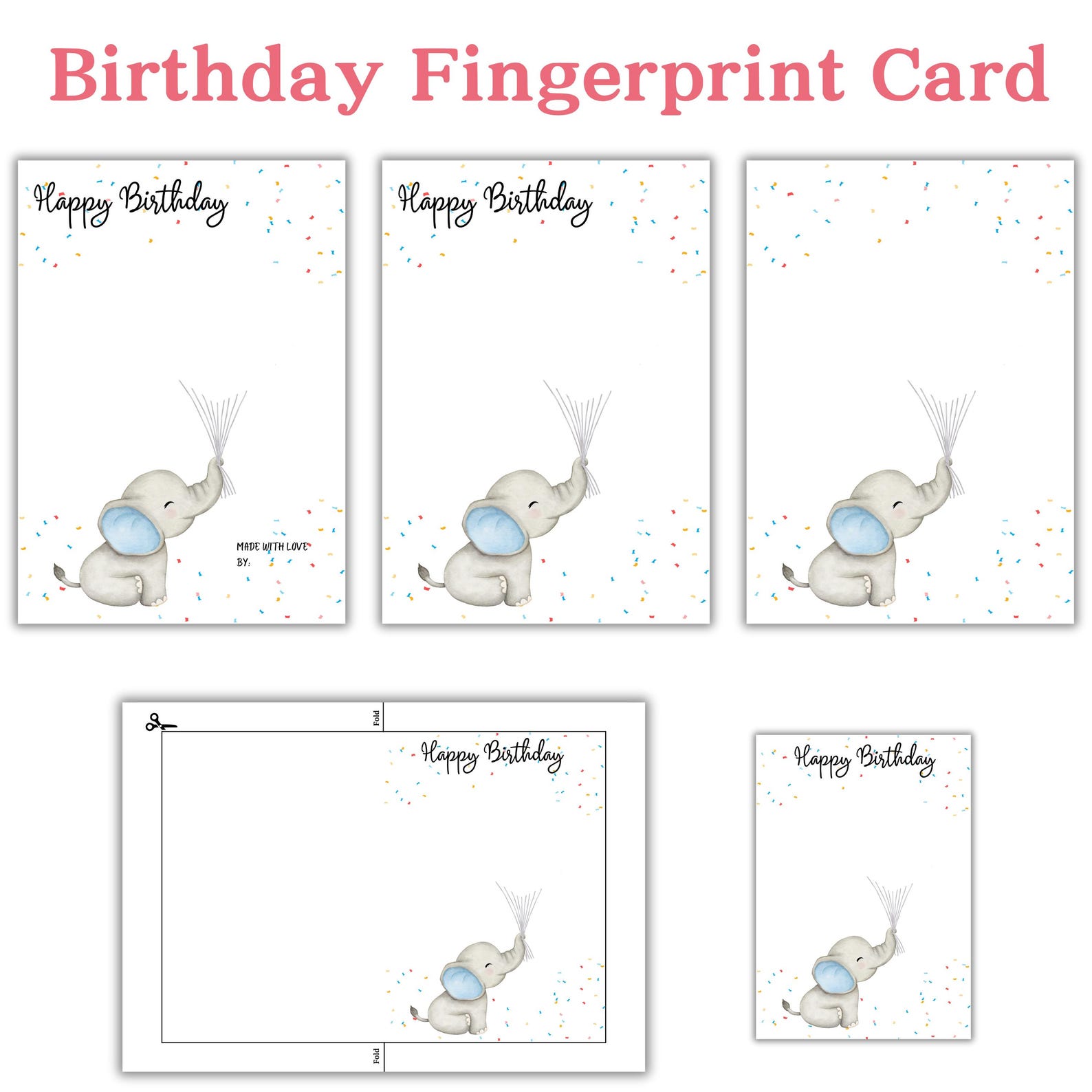 Fingerprint Birthday Card: DIY Balloon Keepsake (digital Download) - Etsy
