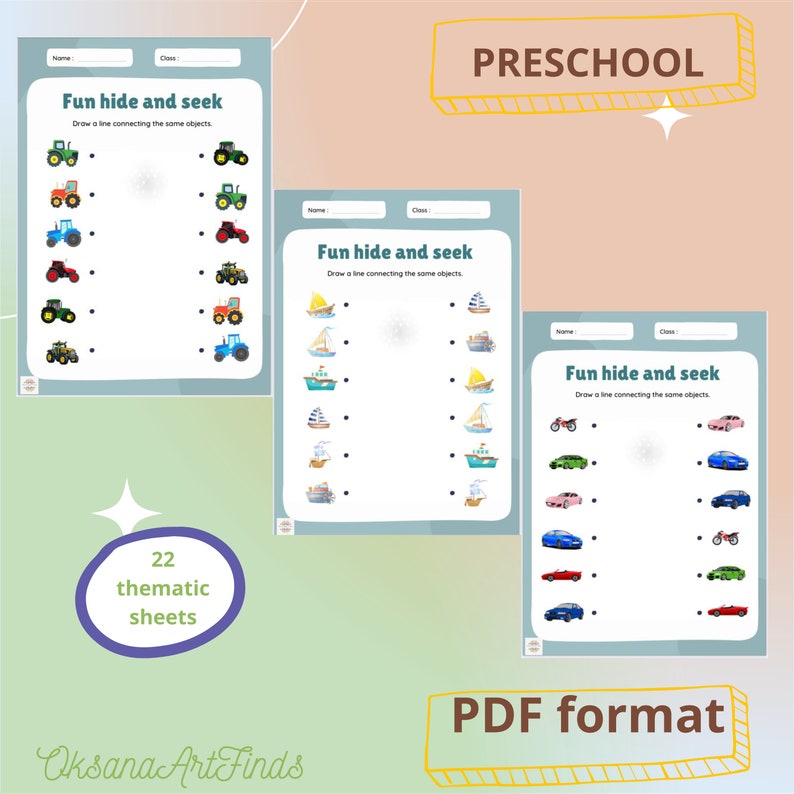 Printable Toddler Matching Worksheets - Preschool Learning Activity for ...