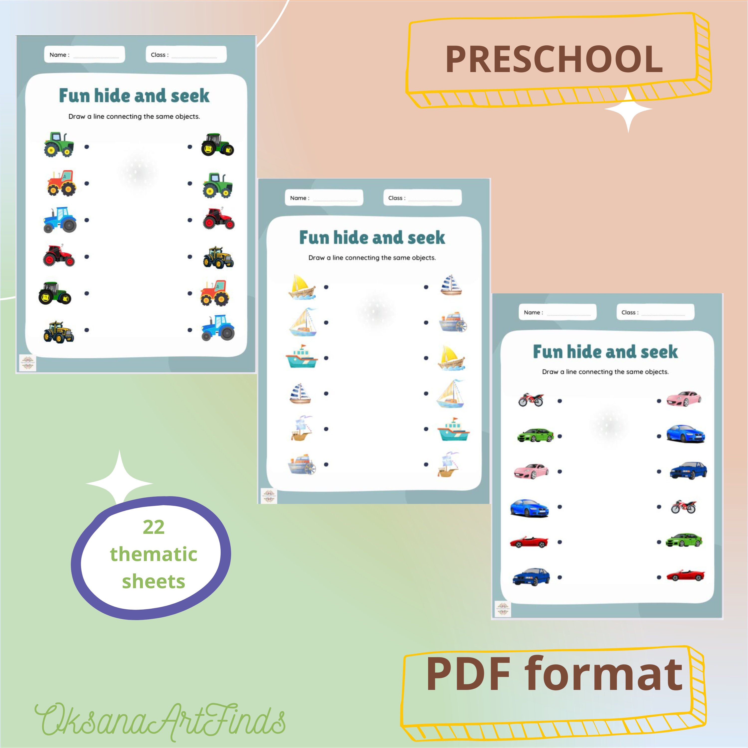 Printable Toddler Matching Worksheets - Preschool Learning Activity for ...