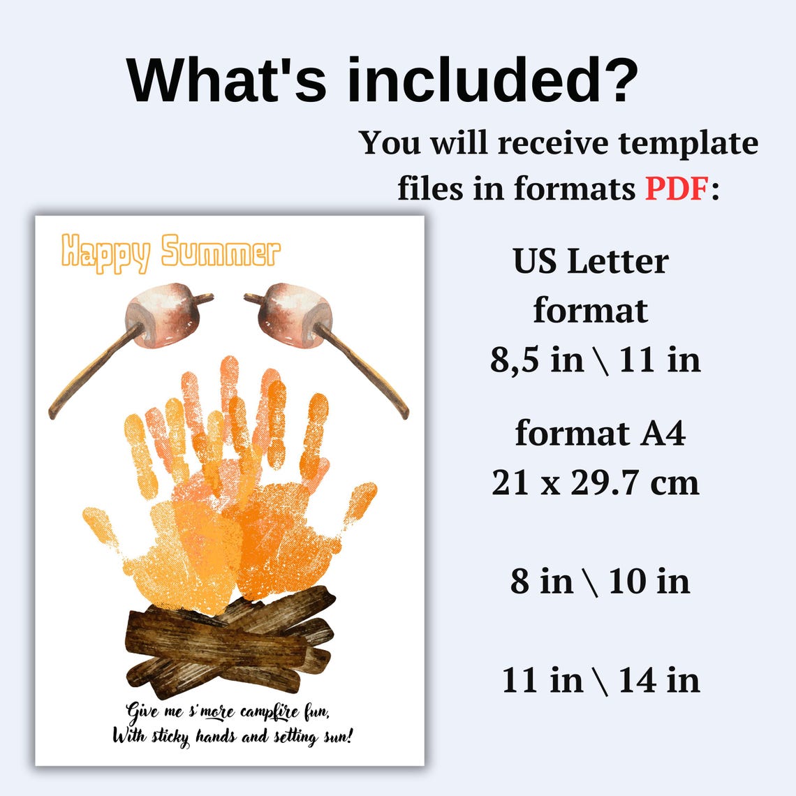 Campfire Handprint Art: Summer Kids Craft (digital Download) - Etsy