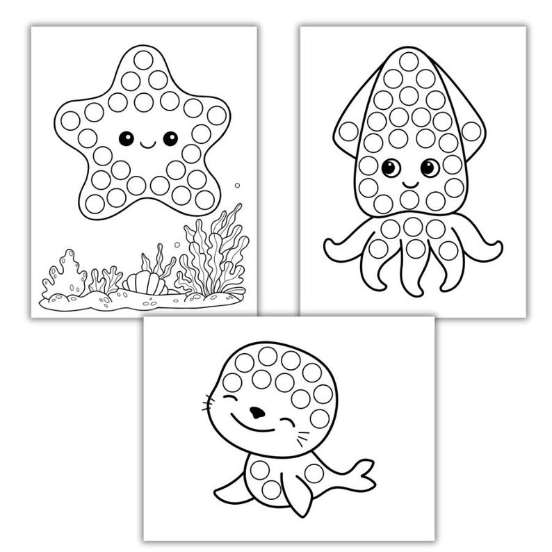Ocean Animals Dot Marker Coloring Pages | Kids Printable Activity | PDF ...