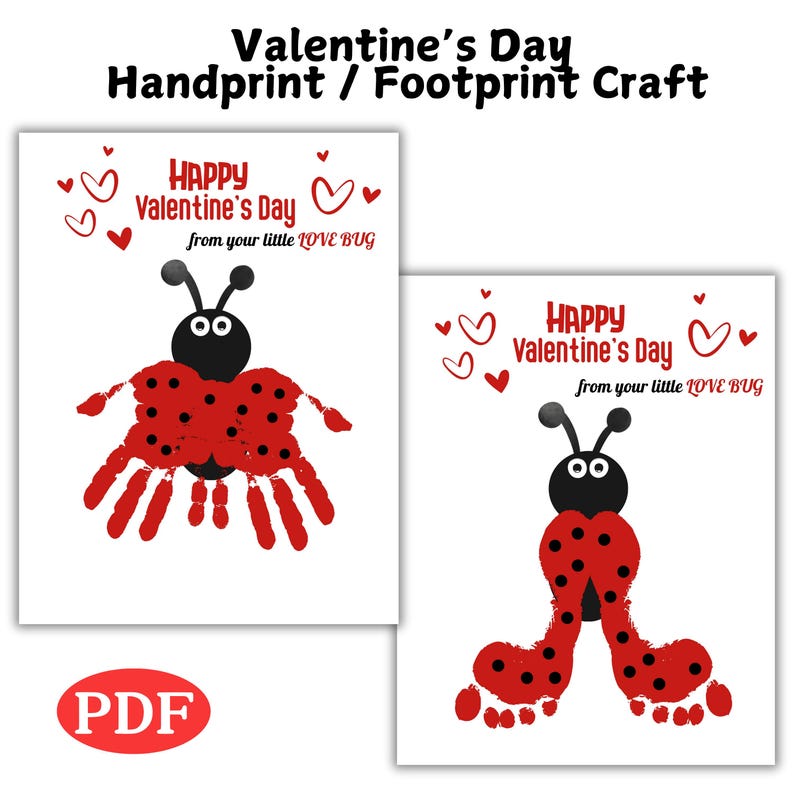 Valentine’s Day Ladybug Template for Kids| Handprint & Footprint Craft ...