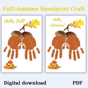 Handprint Acorn Fall Craft: Kids Autumn Keepsake Art (PDF Download) - Etsy
