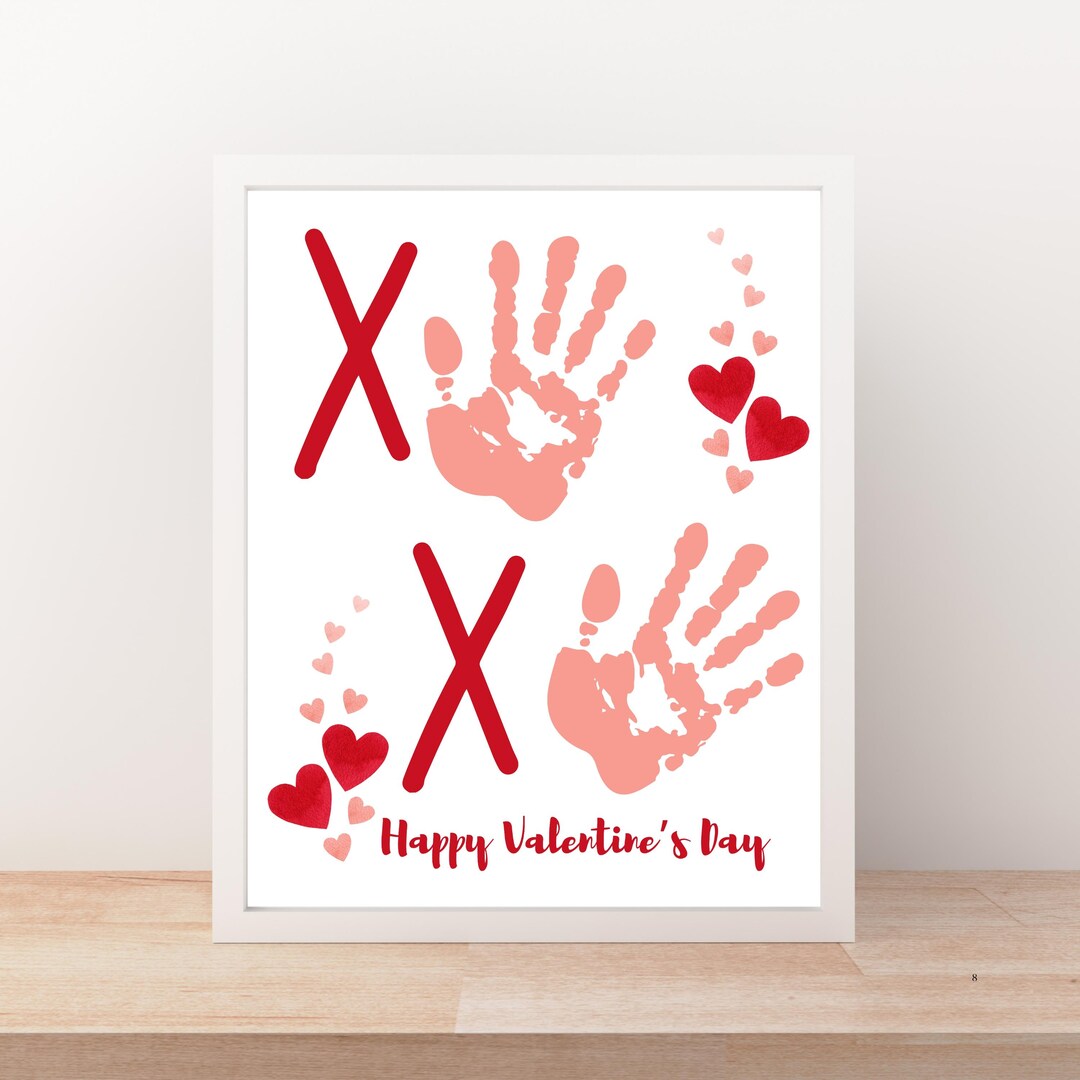 XOXO Valentine's Day Craft: Handprint Art | PDF Digital Download - Etsy