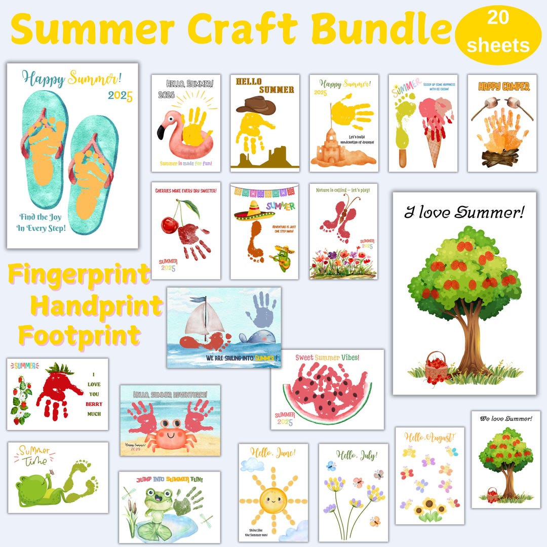 Summer Handprint Footprint Art: Kids Craft Bundle (digital Download) - Etsy