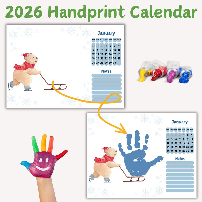 2026 Handprint Calendar: DIY Craft Keepsake (digital Download) - Etsy