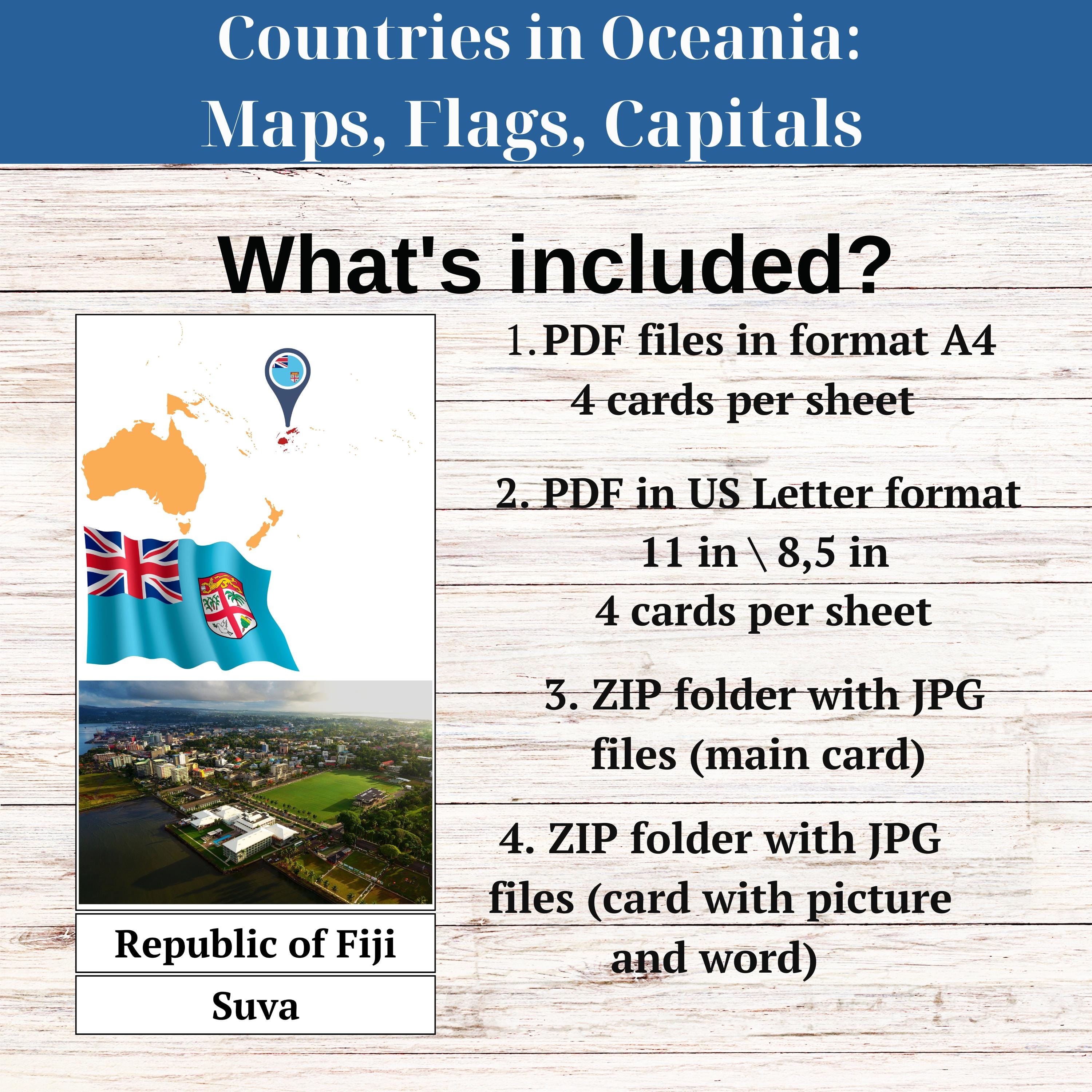 Explore Countries in Oceania: Fun Flashcards With Maps, Flags ...
