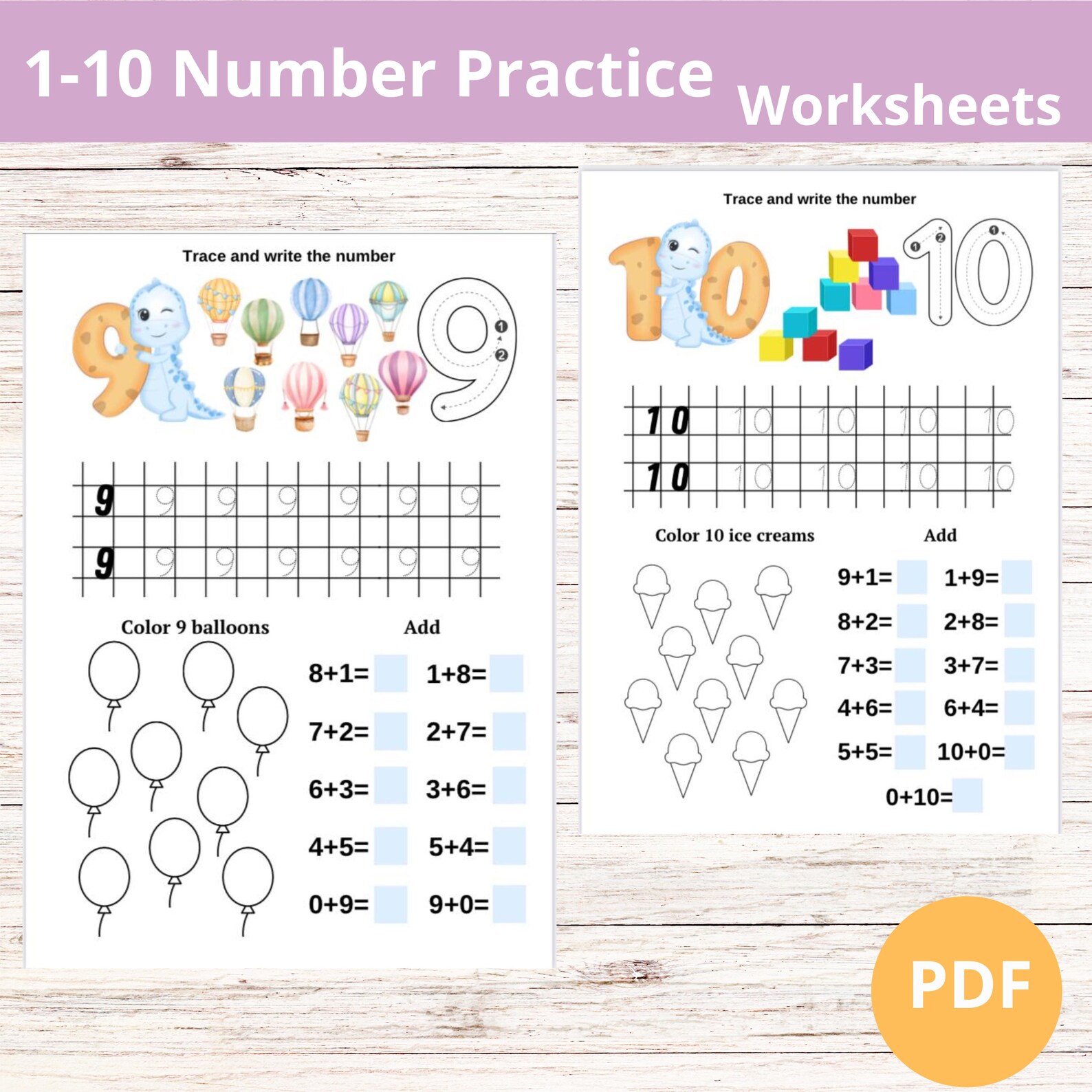 Worksheets Number Practice 1-10 Counting, Writing Kindergarten Addition ...