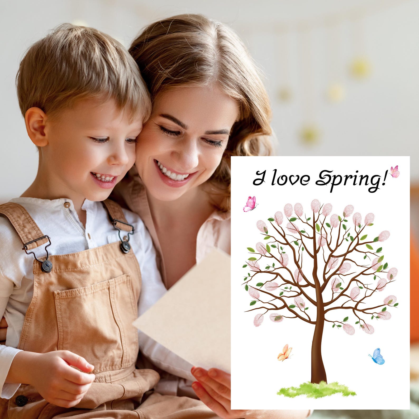 I Love Spring! – Fingerprint Template | Tree Fingerprint Art ...