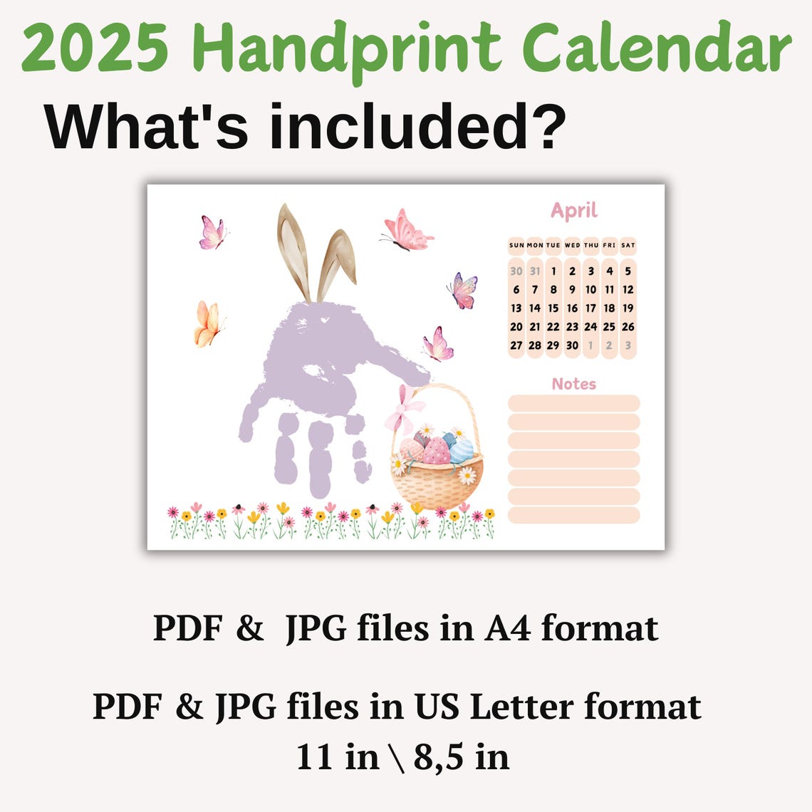 2025 Handprint Calendar | Handprint Art Craft | Kids Keepsake Gift ...