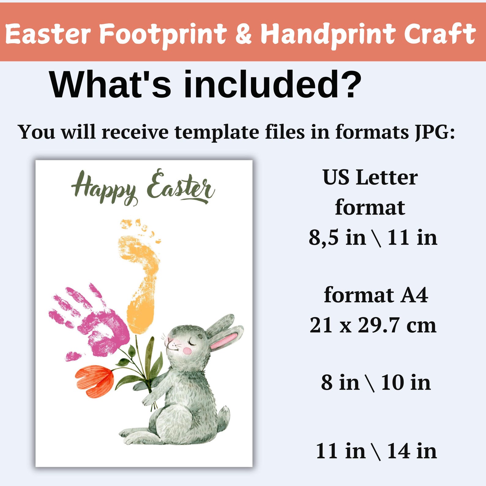 Happy Easter Footprint Handprint Craft: Kids Activity (digital Download ...