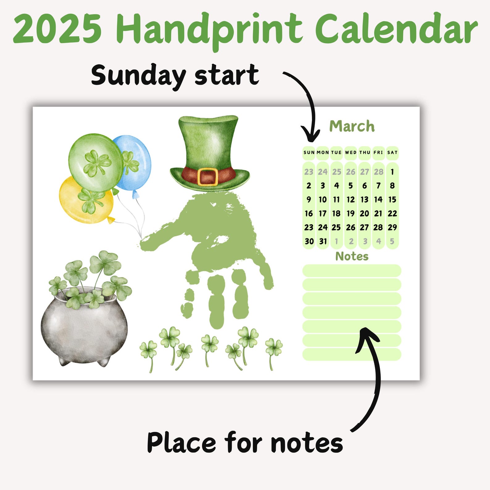 2025 Handprint Calendar | Handprint Art Craft | Kids Keepsake Gift ...