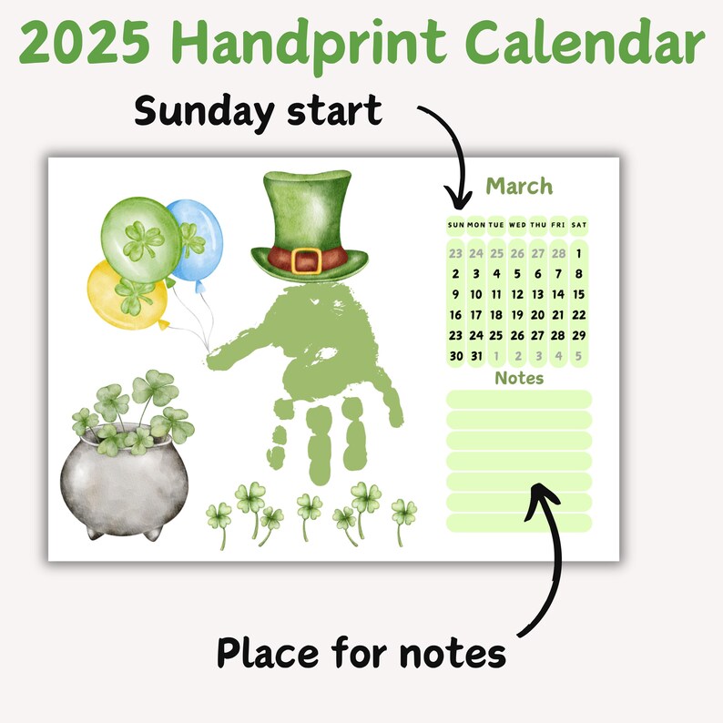 2025 Handprint Calendar | Handprint Art Craft | Kids Keepsake Gift ...