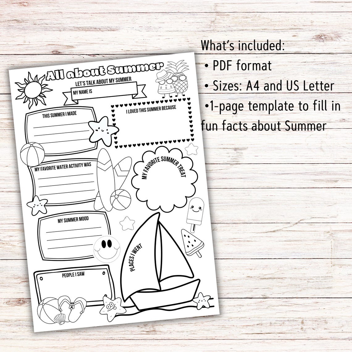 Summer Memories Worksheet for Kids: Printable Summer Activity (PDF ...