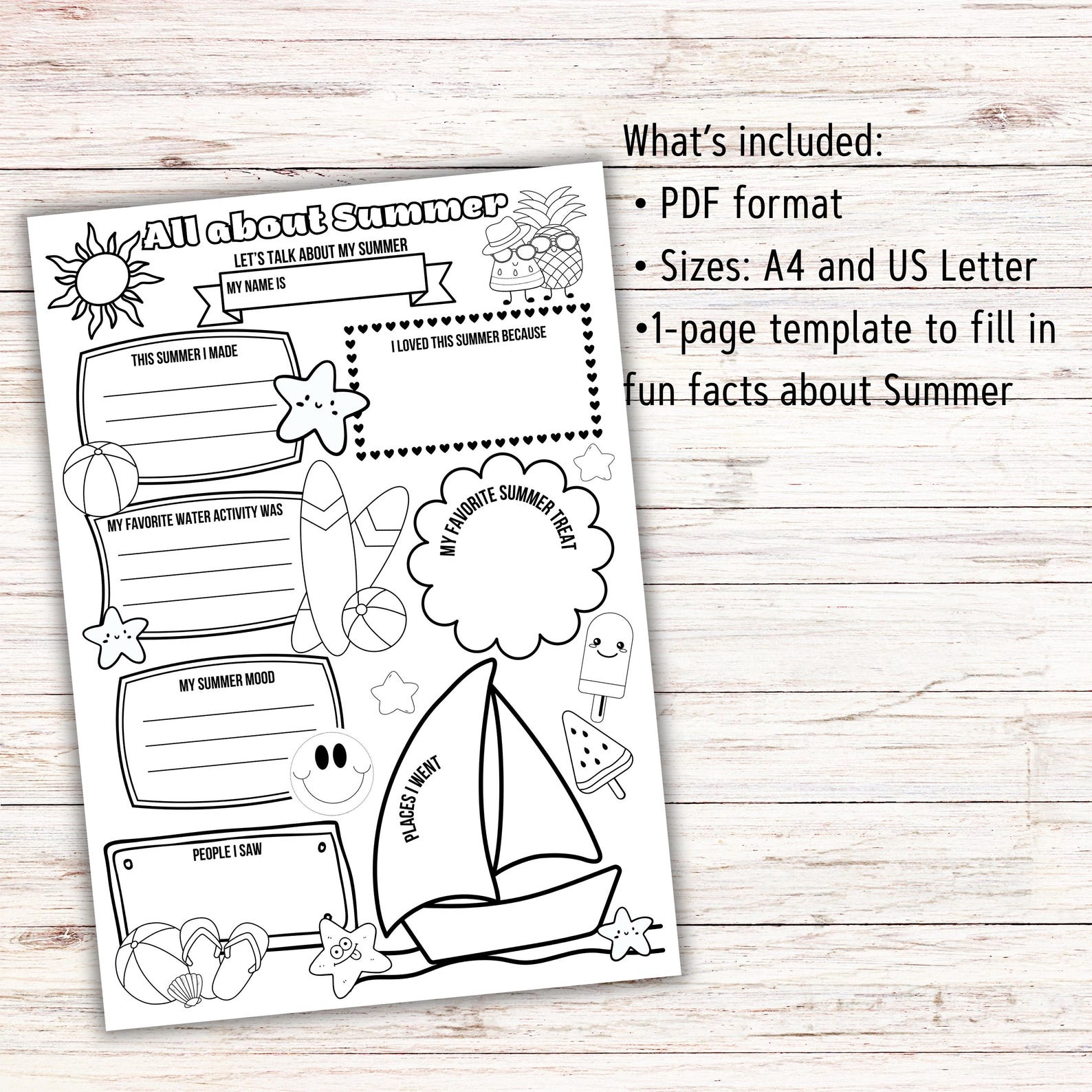 Summer Memories Worksheet for Kids: Printable Summer Activity (PDF ...