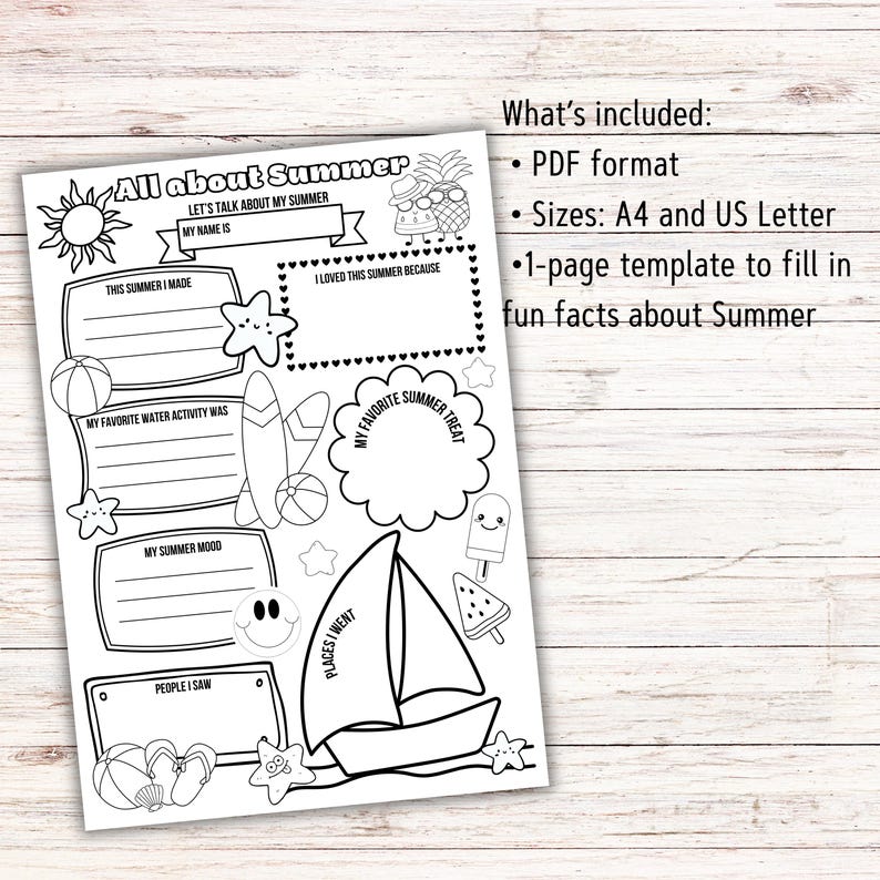 Summer Memories Worksheet for Kids: Printable Summer Activity (PDF ...