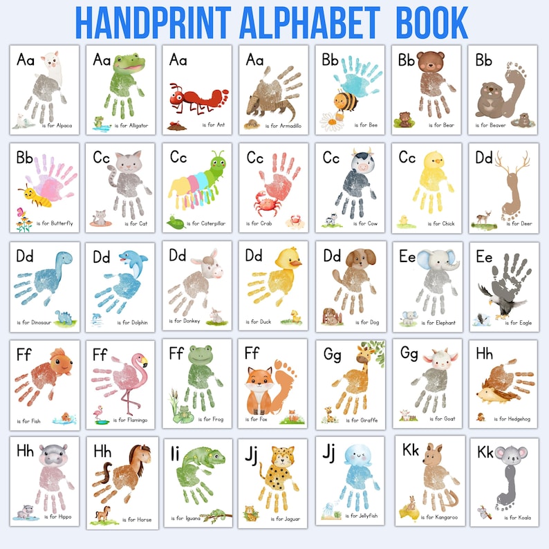 Animal Alphabet Handprint Art: ABC Learning Activity (PDF Download) - Etsy