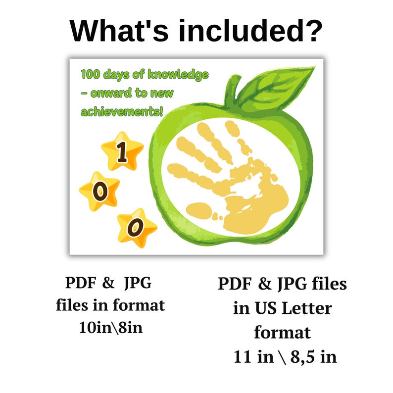 100 Days of School Handprint Template – Printable Digital Design for ...