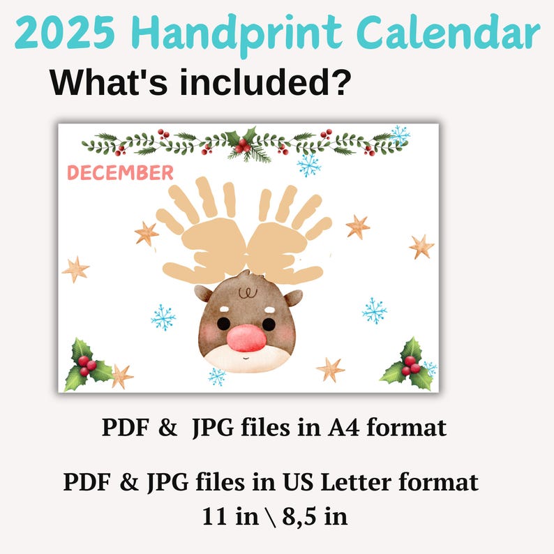 2025 Handprint Art Calendar for Kids: DIY Craft Bundle (printable) - Etsy