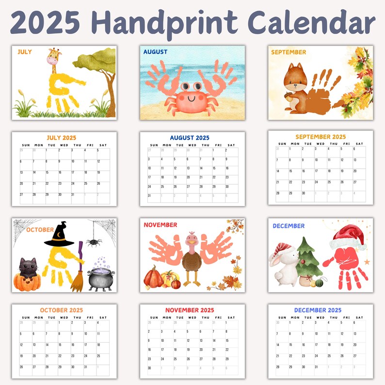 2025 Kids Handprint Art Calendar: DIY Keepsake Gift (printable) - Etsy