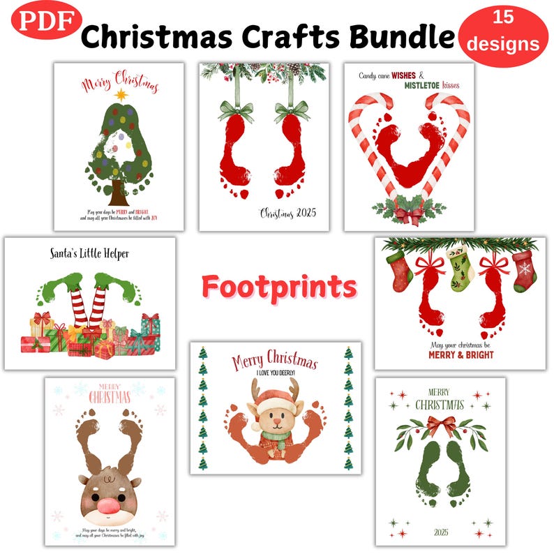 Christmas Handprint, Footprint & Fingerprint Craft Bundle | Holiday Art ...