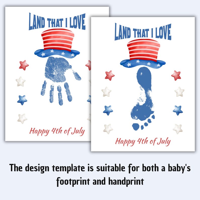 USA Independence Day Handprint Footprint Craft: 4th of July Keepsake ...