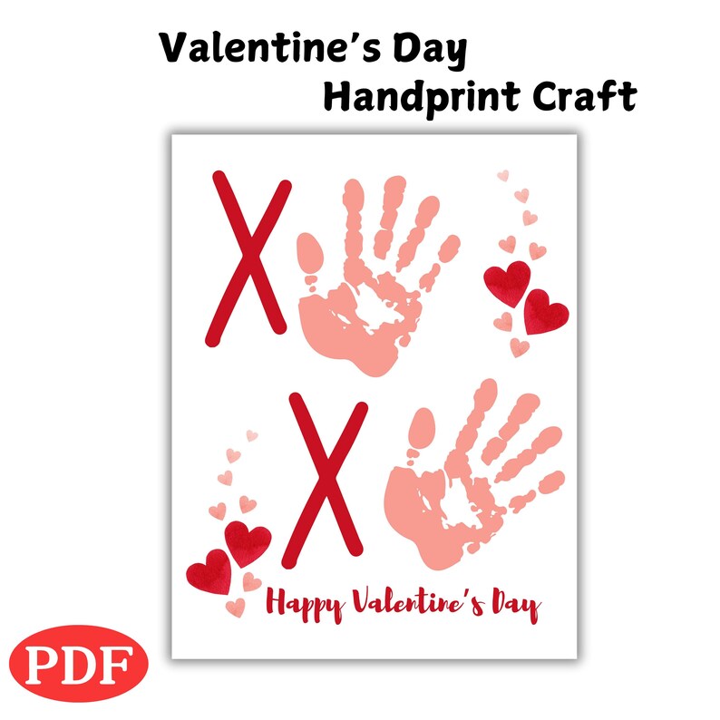XOXO Valentine's Day Craft: Handprint Art | PDF Digital Download - Etsy
