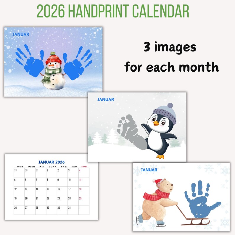 2026 German Handprint Calendar: DIY Kid's Craft (PDF Download A4 Format ...