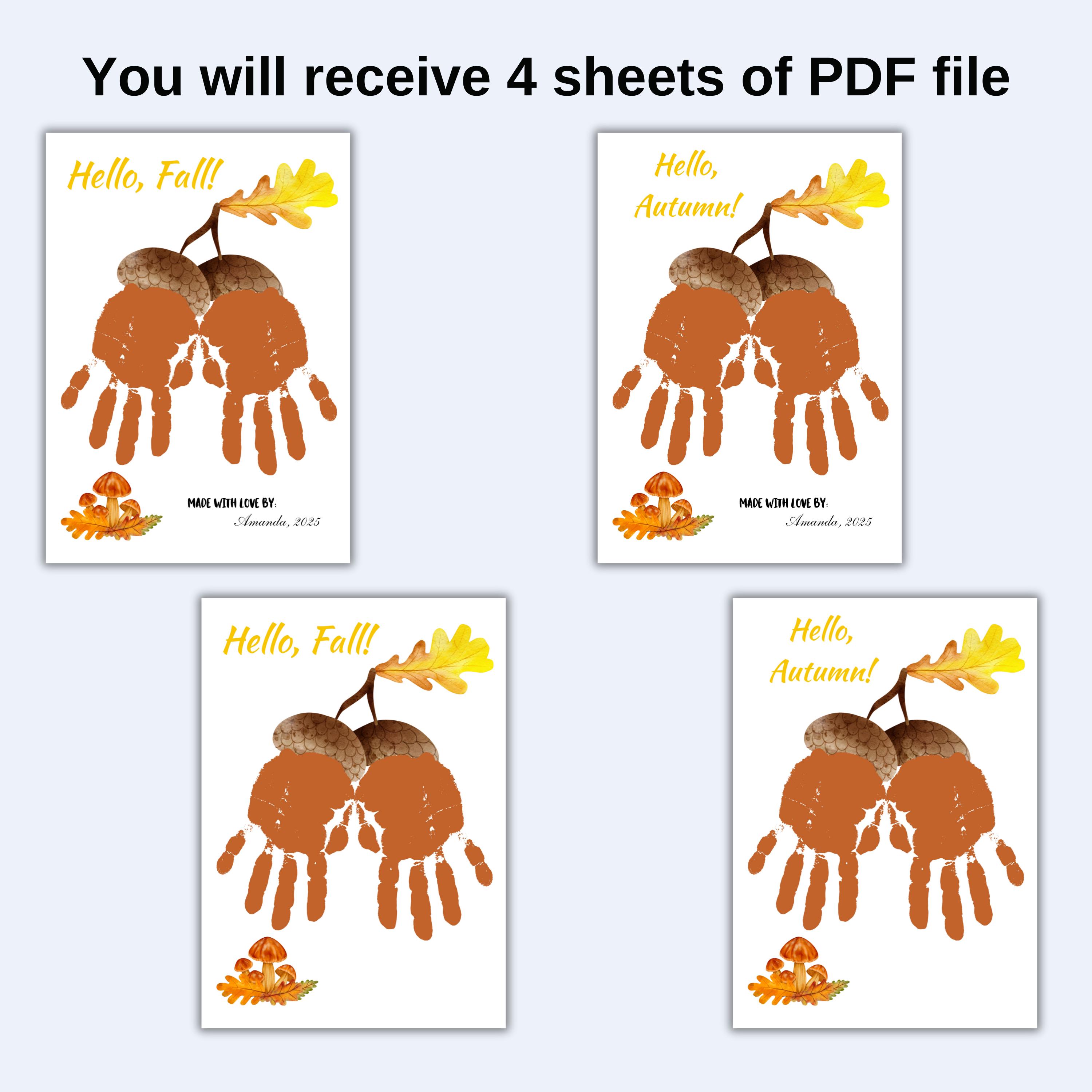 Handprint Acorn Fall Craft: Kids Autumn Keepsake Art (PDF Download) - Etsy