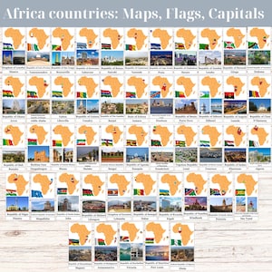 Africa Countries Flashcards: Maps, Flags, Capitals (PDF & JPG) - Etsy