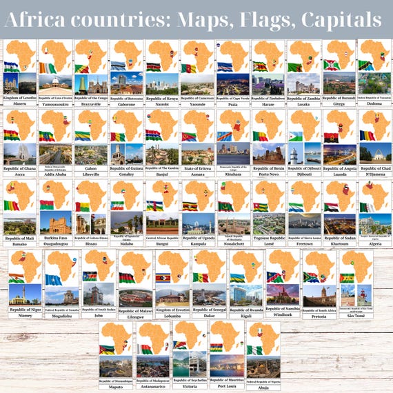 Maps Of African Continent Countries Capitals And Flags 1300x1065