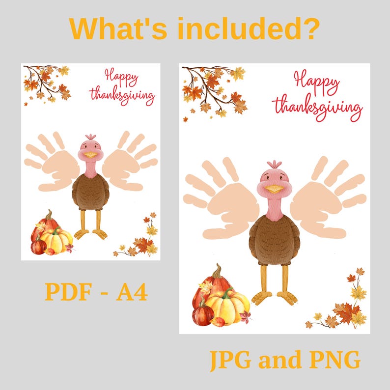 Thanksgiving Turkey Handprint Art: Keepsake Craft (digital Download) - Etsy