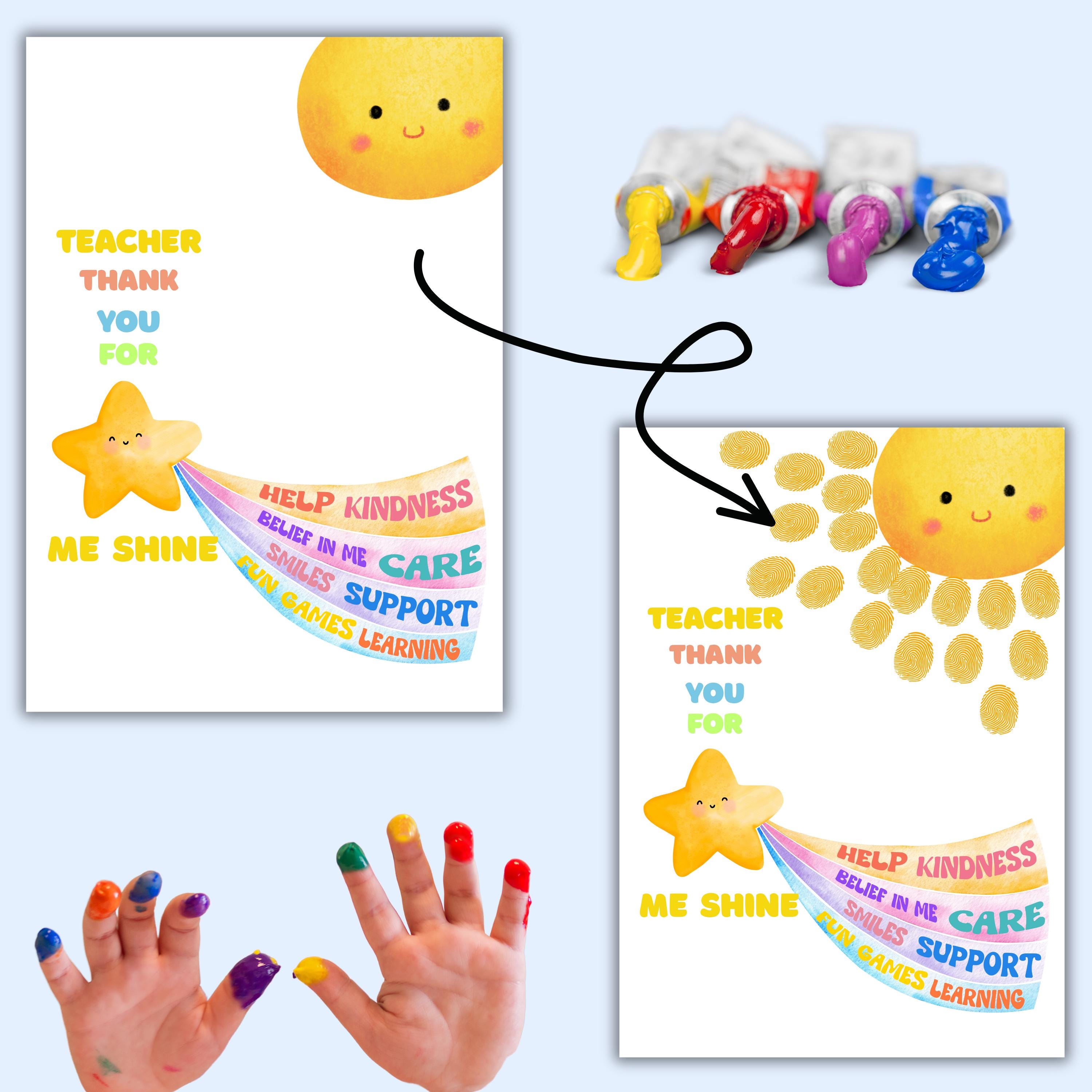 Fingerprint Teacher Appreciation Card: DIY Thank You Gift (digital ...