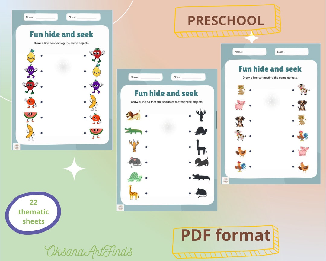 Printable Toddler Matching Worksheets - Preschool Learning Activity for ...