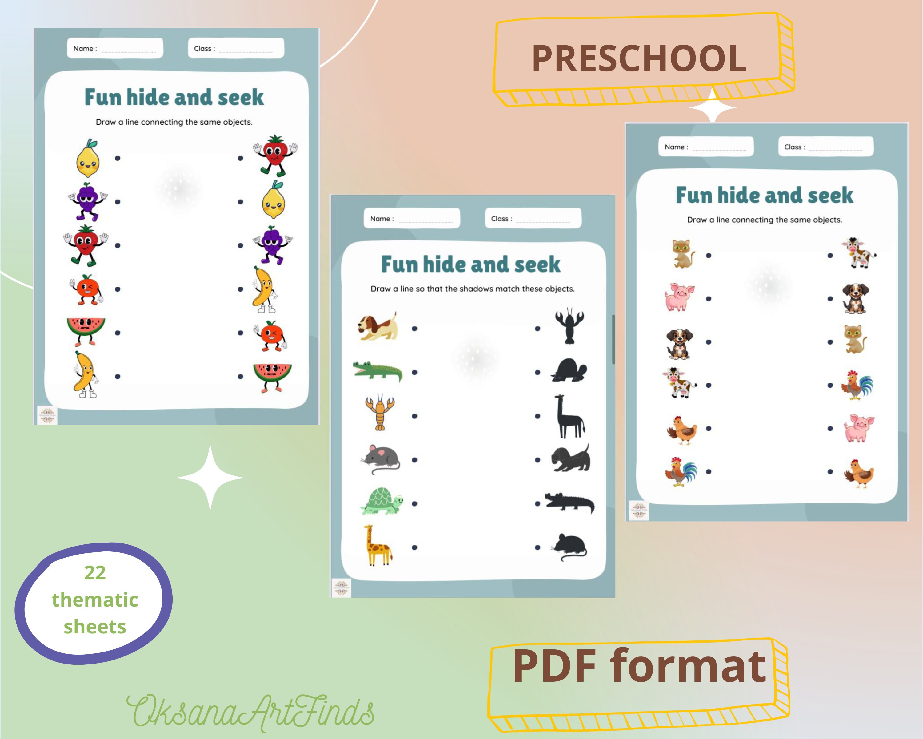 Printable Toddler Matching Worksheets - Preschool Learning Activity for ...