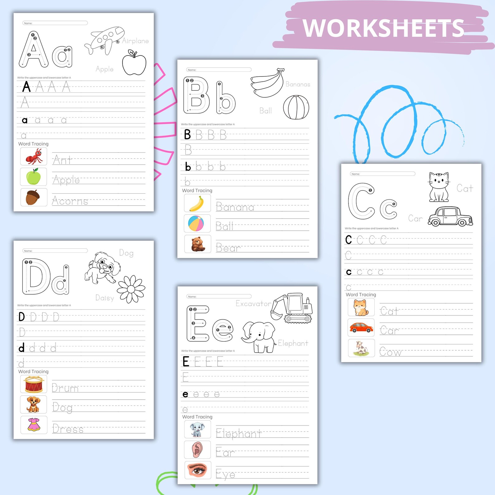 Alphabet Tracing Worksheets: A-Z Printable Letter Tracing (PDF & JPG ...